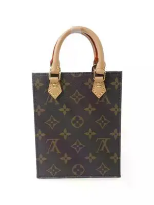 LOUIS VUITTON Petit Sac Plat Monogram Tote Bag - Brown