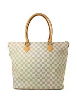 LOUIS VUITTON Damier Azur Saleya Gm Tote Bag - White