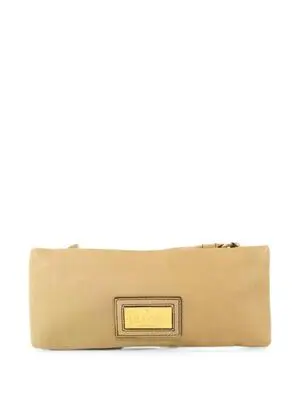 Valentino Garavani Rose-detail Leather Clutch Bag - Neutrals