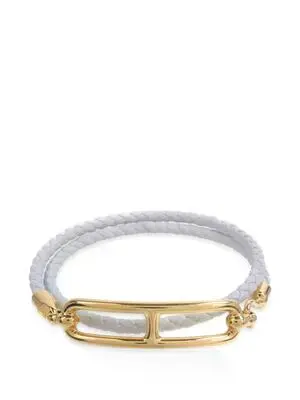 Hermès Roulis Double Tour Bracelet In Blue Vaux Swift Leather - Gold