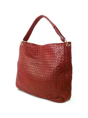 Bottega Veneta Leather Intrecciato Shoulder Bag - Red