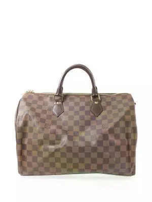 LOUIS VUITTON 35 Speedy Damier Ebene Canvas Tote Bag - Brown