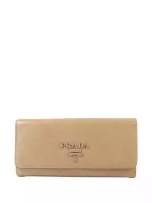 Prada Logo-plaque Leather Wallet - Neutrals