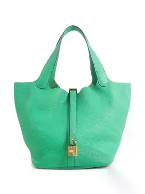 Hermès Taurillon Clemence Mm Picotin Tote Bag - Green