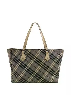 Burberry Check Pattern Tote Bag - Grey