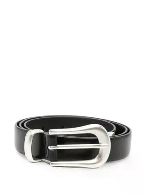 SECOND / LAYER Buckle-fastening Leather Belt - Black