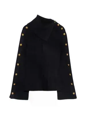 Elisabetta Franchi Button-embellished Ribbed-knit Sweater - Blue