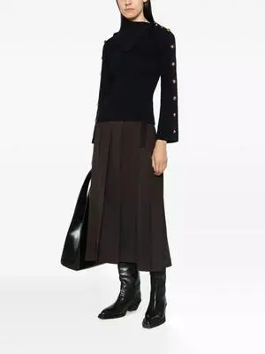 Elisabetta Franchi Button-embellished Ribbed-knit Sweater