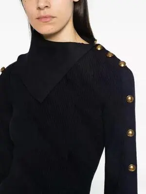 Elisabetta Franchi Button-embellished Ribbed-knit Sweater