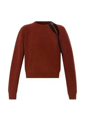 FERRAGAMO Leather-appliqué Cut-out Sweater