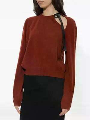 FERRAGAMO Leather-appliqué Cut-out Sweater