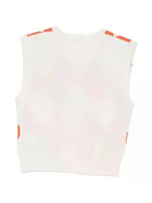 Patrizia Pepe Argyle-knit Wool Sweater Vest - Neutrals