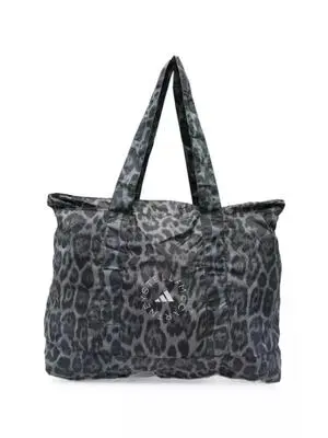 Adidas By Stella McCartney Leopard-print Logo-print Tote Bag - Grey