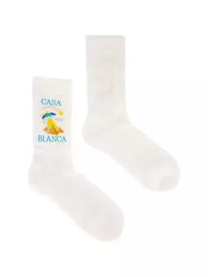 Casablanca Phantasmagoria Intarsia-knit Socks - White