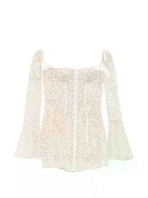 MONTSAND Jaliyah Dress Lace Overlay Bell Sleeve Corset Dress