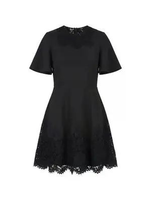 Valentino Garavani Lace-trimmed Flared Dress - Black