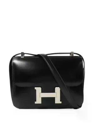 Hermès 2022 24 Constance Leather Shoulder Bag - Black