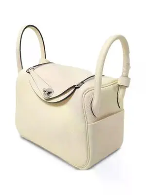 Hermès 2026 Mini Lindy Leather Tote Bag - White