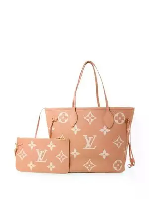 LOUIS VUITTON Neverfull Mm Monogram Empreinte Tote Bag - Orange