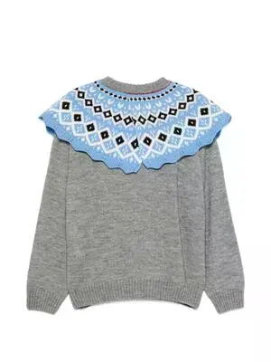 MSGM Scalloped-collar Sweater - Grey