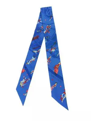 Hermès 2019-2020 Ex Libris Les Parisiennes Silk Twilly Scarf Scarves - Blue