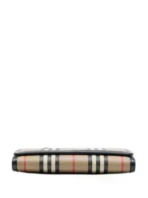 Burberry Icon Stripe E Canvas Hannah Wallet On Strap Crossbody Bag