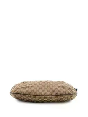 Gucci Gg Canvas Web Half Moon Crossbody Bag