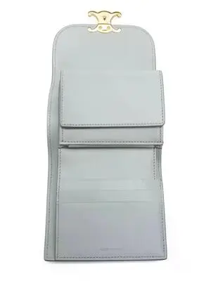 Celine 2023 Shiny Calfskin Triomphe Flap Wallet Small Wallets