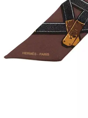 Hermès 2011 Tres Kelly Silk Twilly Scarf Scarves - Brown