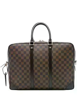 LOUIS VUITTON Damier Ebene Porte Documents Voyage Gm Business Bag - Brown