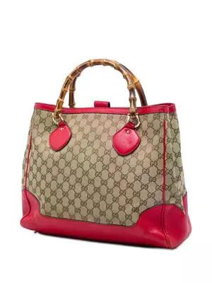 Gucci Gg Canvas Bamboo Diana Tote Bag - Neutrals