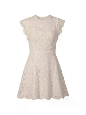 Valentino Garavani Lace-overlay Cap-sleeve Mini Dress - White