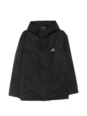 Balenciaga Hooded Logo-print Zip-up Jacket - Black