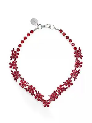 Simone Rocha Embellished Floral V-line Necklace - Red