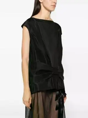 Simone Rocha Bow Detail Peplum Top - Black