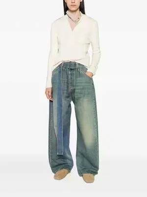 MAISON MARGIELA V-neck Ribbed Sweater With Pocket Detail