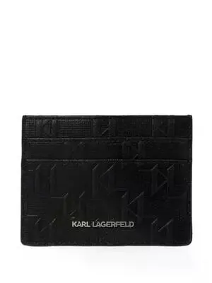 Karl Lagerfeld Monogram Perforated Card Holder - Black