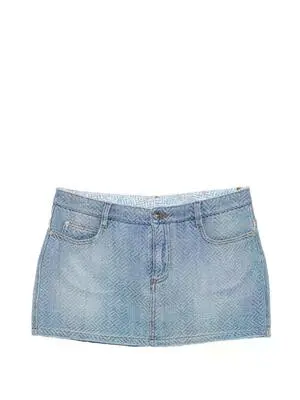 Ermanno Scervino Patterned Mini Denim Skirt - Blue
