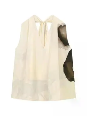 Liviana Conti Flower-print V-neck Blouse - Neutrals