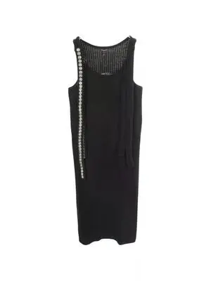 LOUIS VUITTON Rib-knit Sleeveless Snap-button Midi Dress - Black