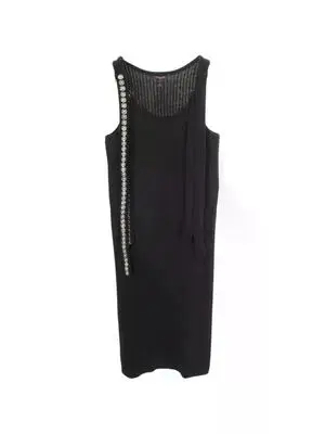 LOUIS VUITTON Rib-knit Sleeveless Snap-button Midi Dress - Black