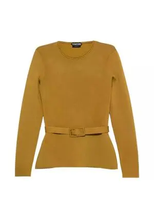 TOM FORD Belted Long-sleeve Sweater - Neutrals