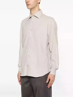 Eleventy Twill-weave Long-sleeve Shirt - Neutrals