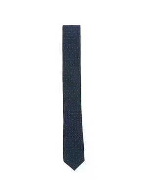 Eleventy Geometric-pattern Silk Tie - Blue