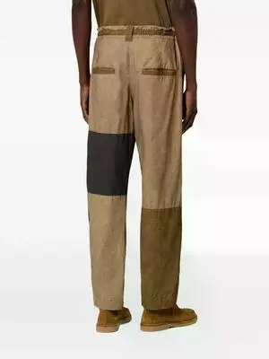 MARANT Khaki Cotton Patchwork Pleated Trousers - Neutrals