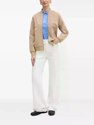 SAVE THE DUCK Beige Ribbed Bomber Jacket