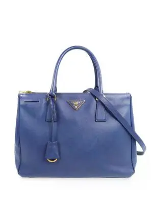Prada Saffiano Leather Galleria Tote Bag - Blue