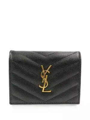 Saint Laurent Cassandre Quilted Wallet - Black