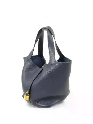 Hermès 2023 Mm Picotin Leather Tote Bag - Blue