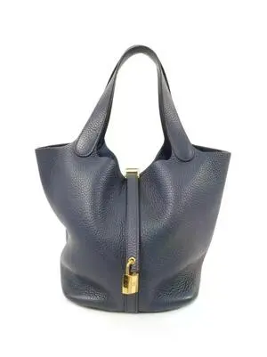 Hermès 2023 Mm Picotin Leather Tote Bag - Blue